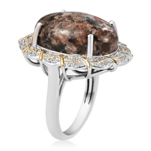 Jewelry | Yooperlite White Zircon Ring In Vermeil Yg Platinum Over ...
